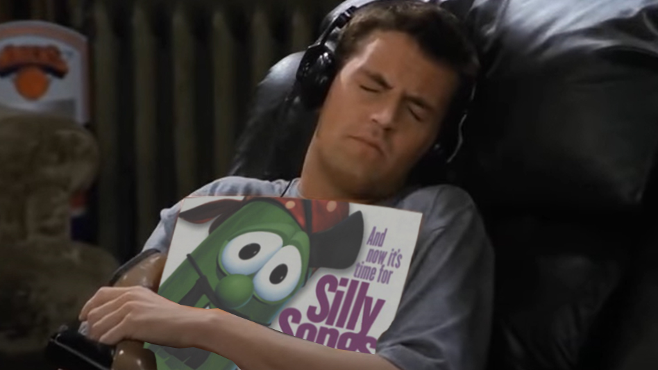 A True Man Of Culture Chandler Bing Hugging A Record Know Your Meme