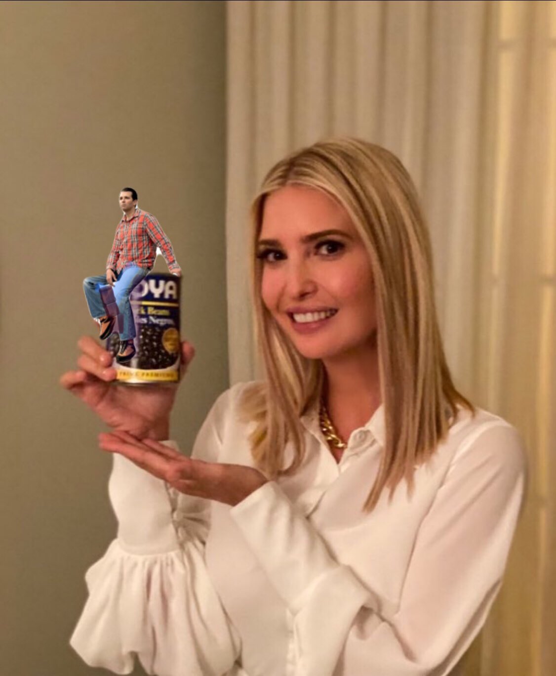 Little don jr | Ivanka Trump Holding Goya Beans Can | Know Your Meme
