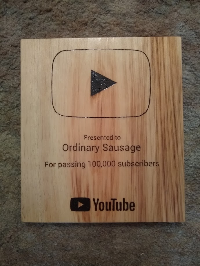 Wooden 100K Play Button by Captain Chud's Wood-Burnings | Ordinary ...