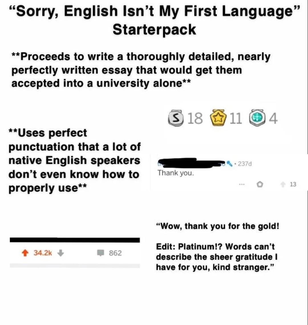 "Sorry, English isn't my first language" starter pack | /r/starterpacks ...