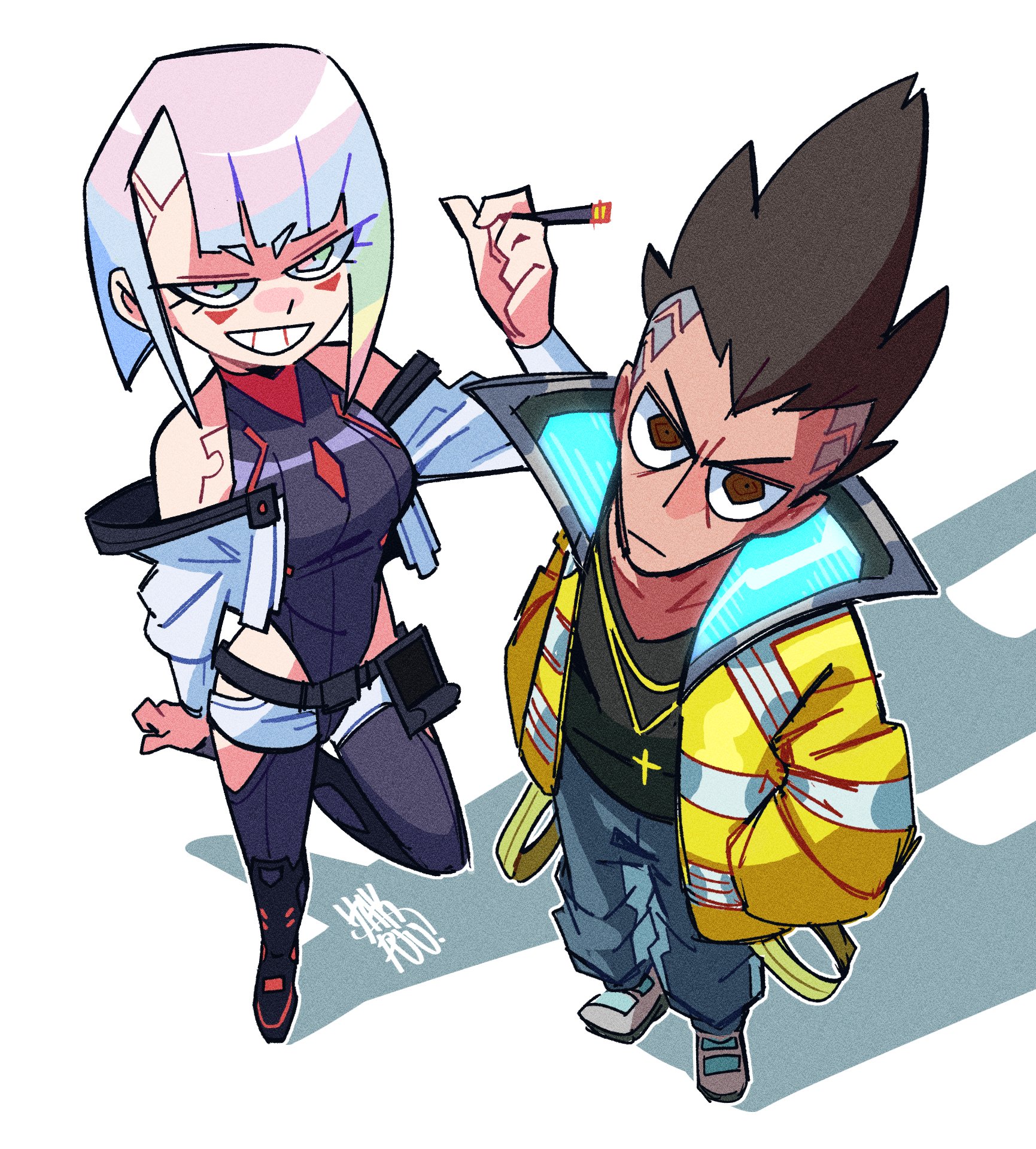 Lucy and David by @yakpuu_ | Cyberpunk Edgerunners | Know Your Meme
