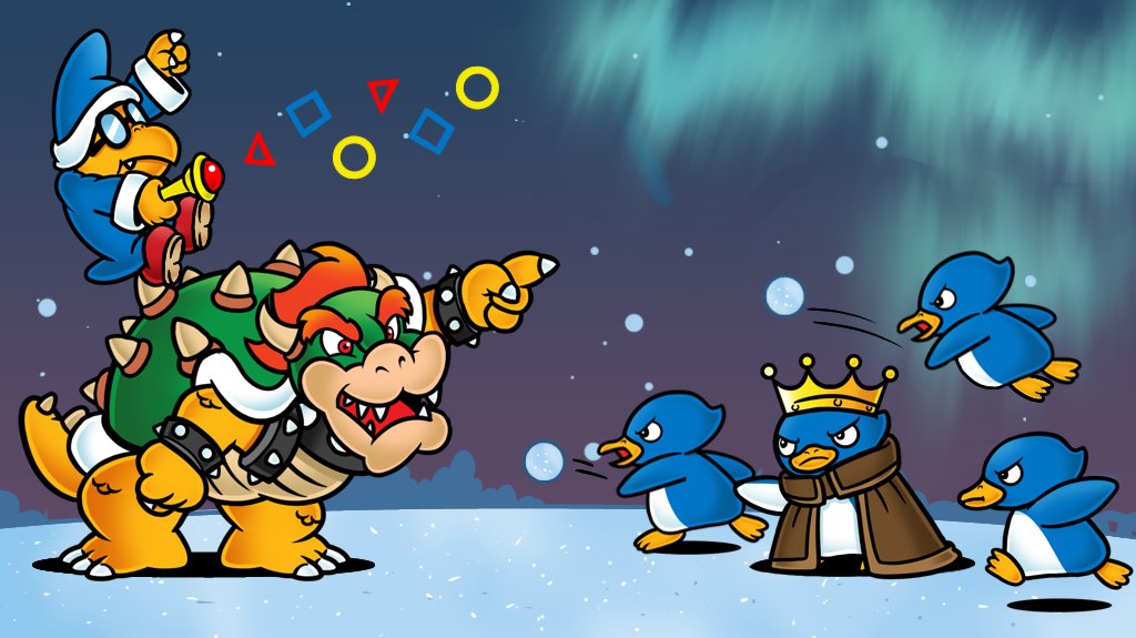Bowser vs the Penguins in the 2D art style! | The Super Mario Bros ...