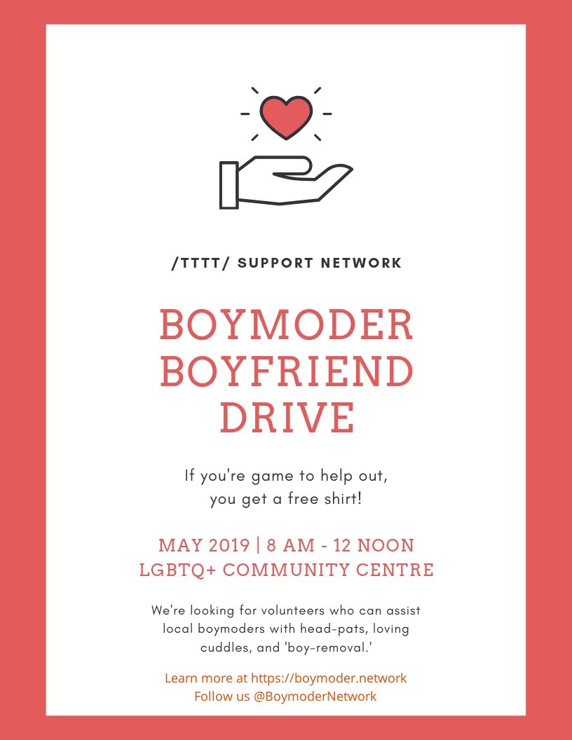 "Boymoder Boyfriend Drive" flyer | Boymoder | Know Your Meme