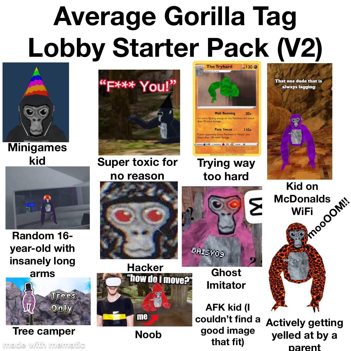 Average Gorilla Tag Lobby Starter Pack V2 | /r/starterpacks | Know Your ...