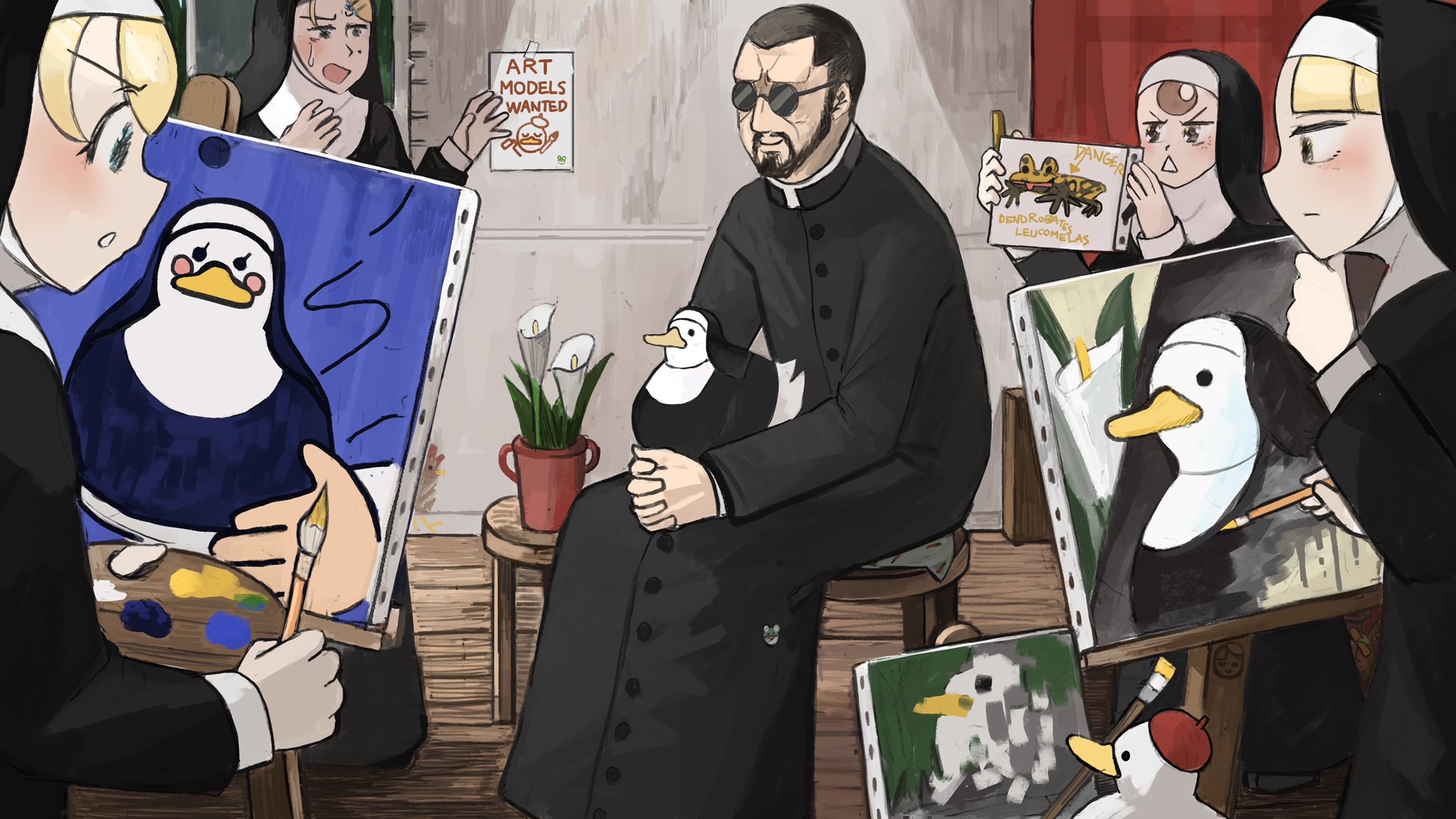 He thinks they are drawing him. | Little Nuns / Nuns And Ducks | Know ...