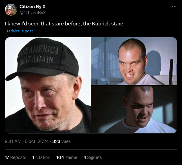 Kubrick Stare | MAGA Hat Elon Musk Photograph | Know Your Meme
