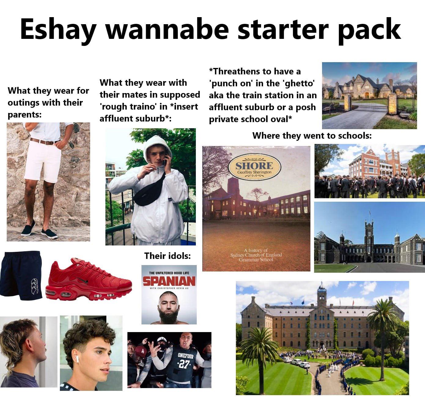 Australian affluent hood wannabe starter pack, similar to posh British ...