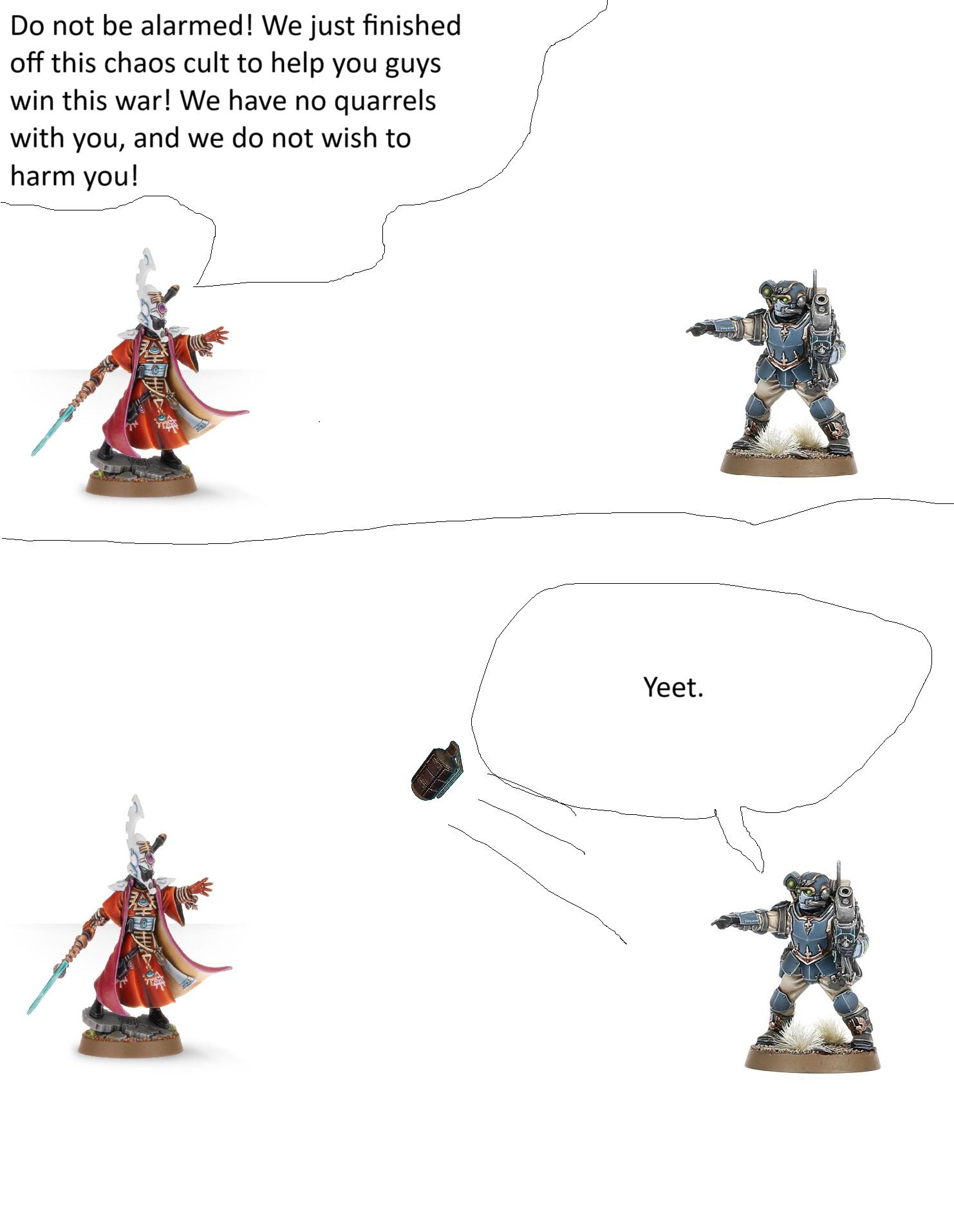 Why don't the Eldar just simply tell the Imperium its plans, instead of ...