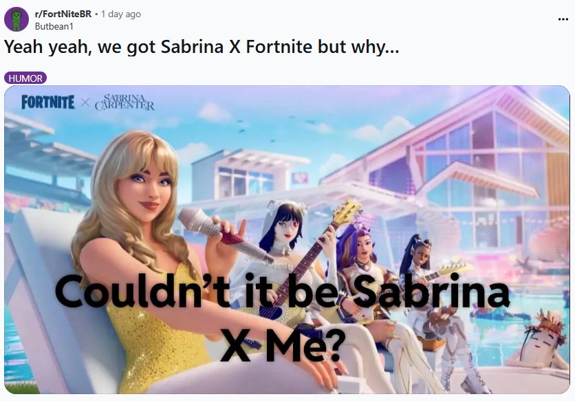 Yeah yeah, we got Sabrina X Fortnite but why… | Sabrina Carpenter ...