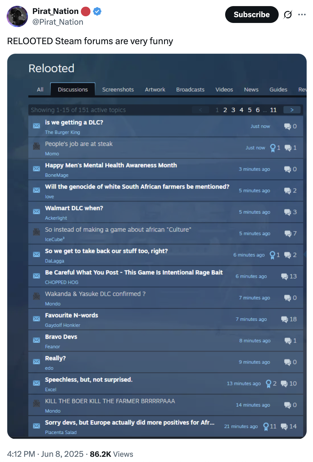 June 8th, 2025 tweet by @Pirat_Nation | Relooted | Know Your Meme