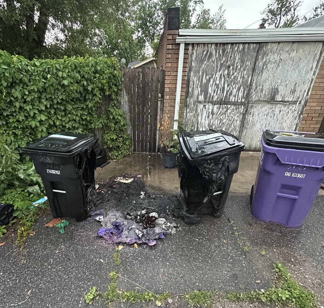 This recycling bin burst into flames and melted overnight | Know Your Meme