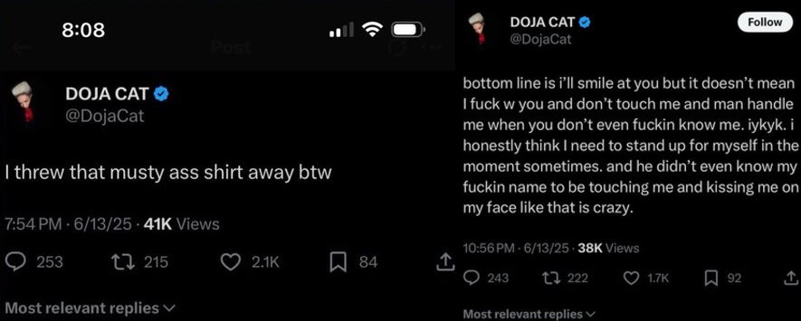 Doja Cat Calls Out Shirt Fan Deleted Tweets | Doja Cat vs. Musty Shirt ...