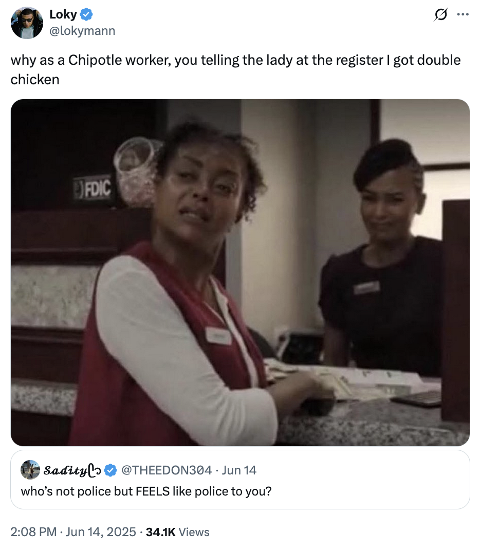 June 14th, 2025 tweet by @lokymann | Janiyah Turning Around in "Straw" (2025) | Know Your Meme