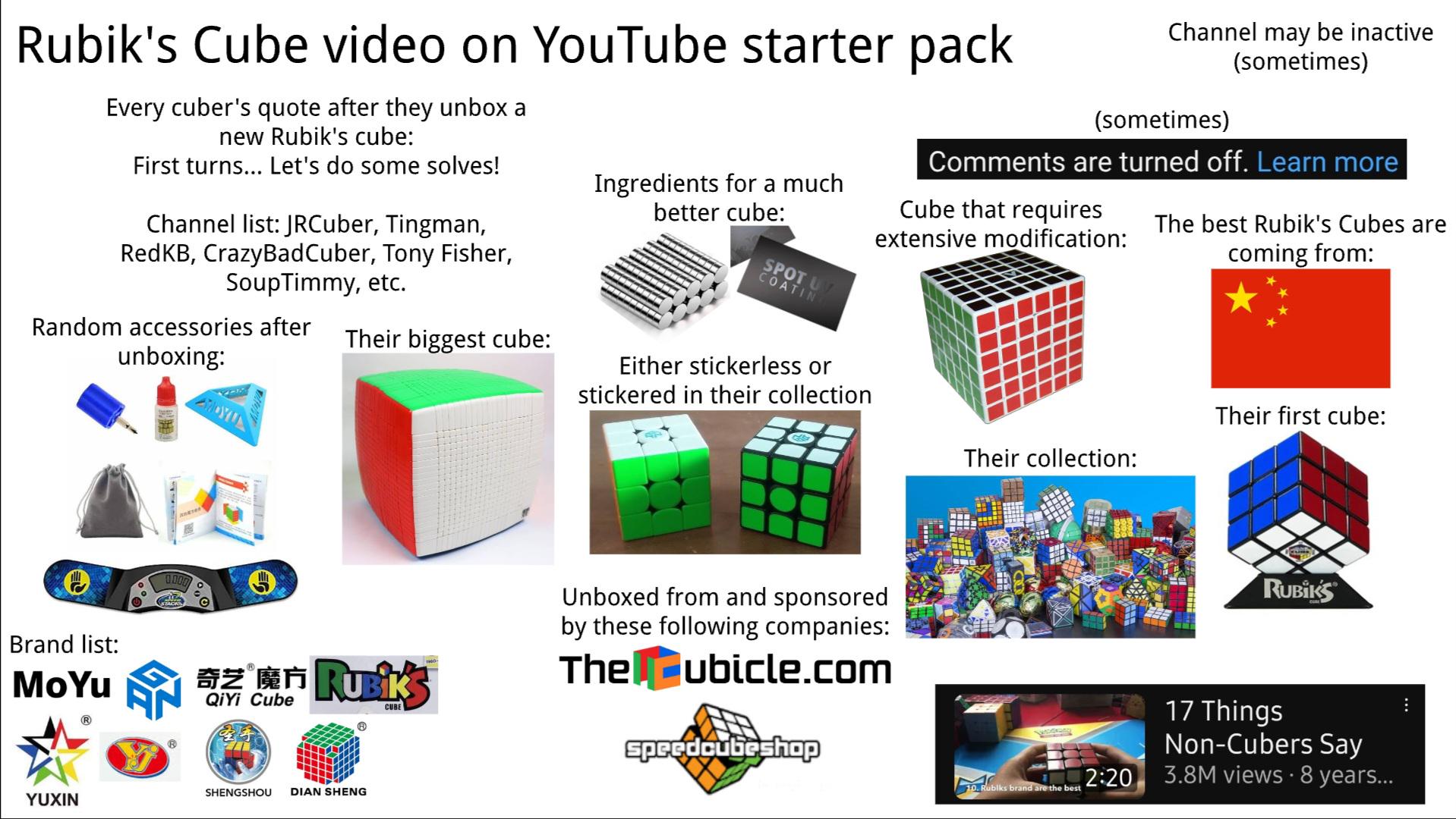 Rubik's Cube video on YouTube starter pack (a.k.a. Cubing video on ...
