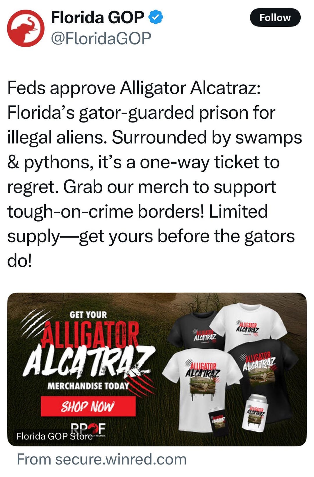 Florida GOP selling “Alligator Alcatraz” merchandise | Alligator ...