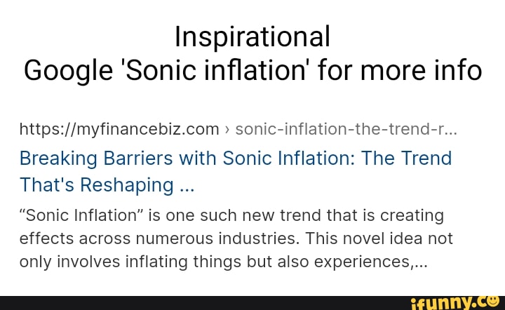 Inspirational Google 'Sonic inflation' for more info | Sonic Inflation ...