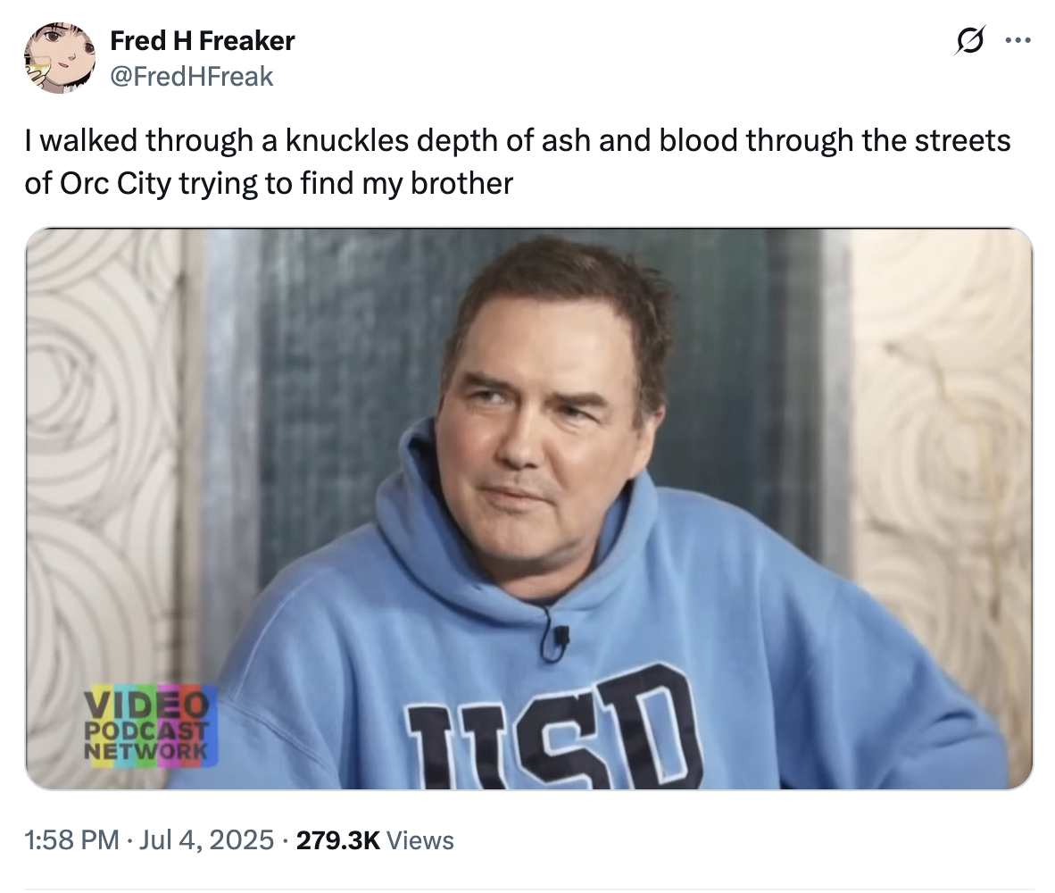 July 4th, 2025 tweet by @FredHFreak | Orc City | Know Your Meme