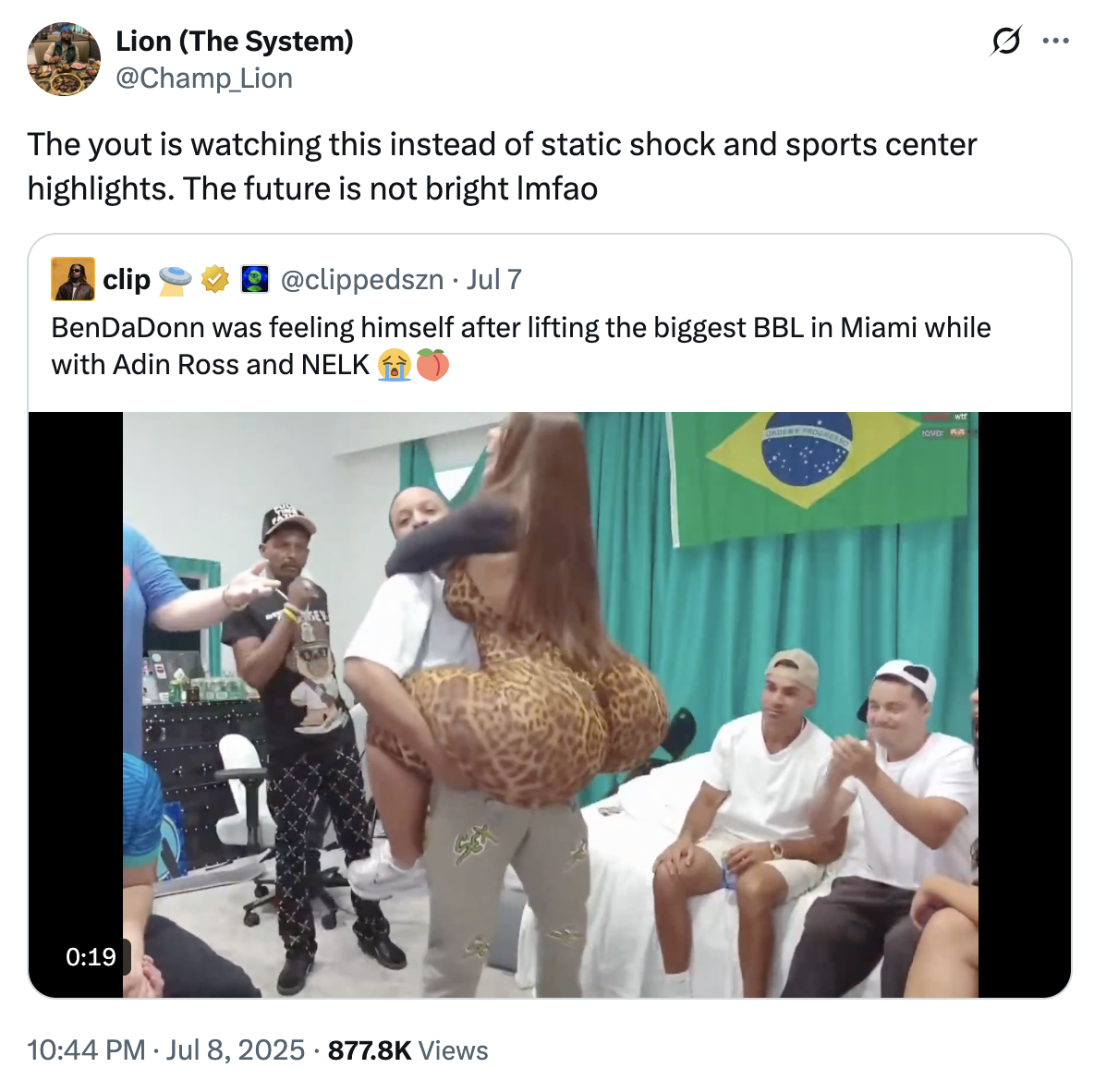 The youth is watching this instead of static shock and sports center ...