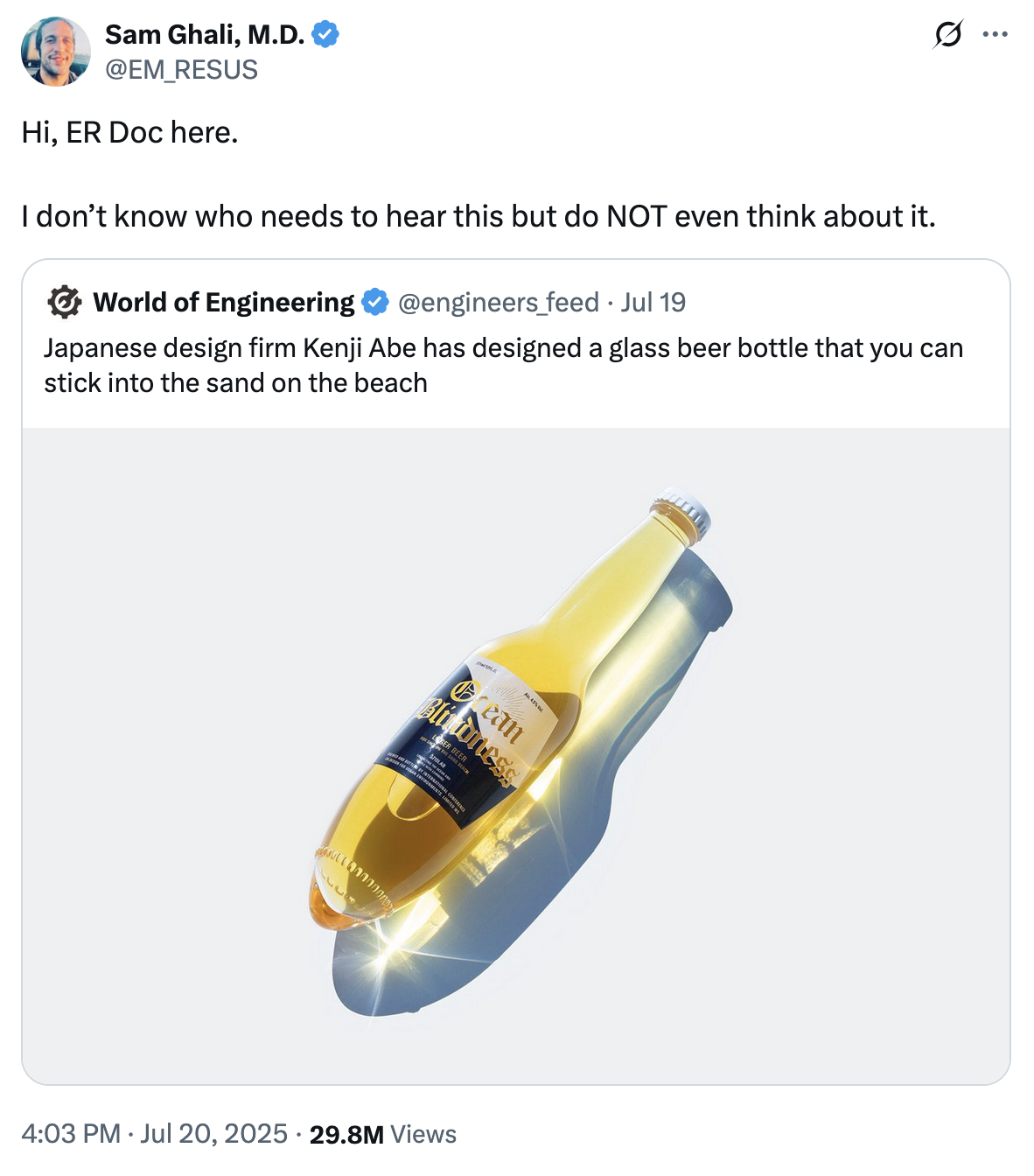 July 20th, 2025 tweet by @EM_RESUS | Know Your Meme