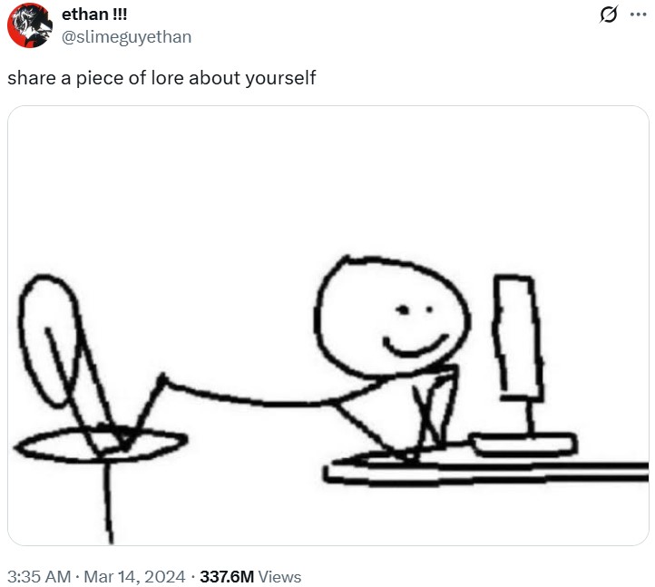 Original "share a piece of lore about yourself" Twitter post | Share a Piece of Lore About ...