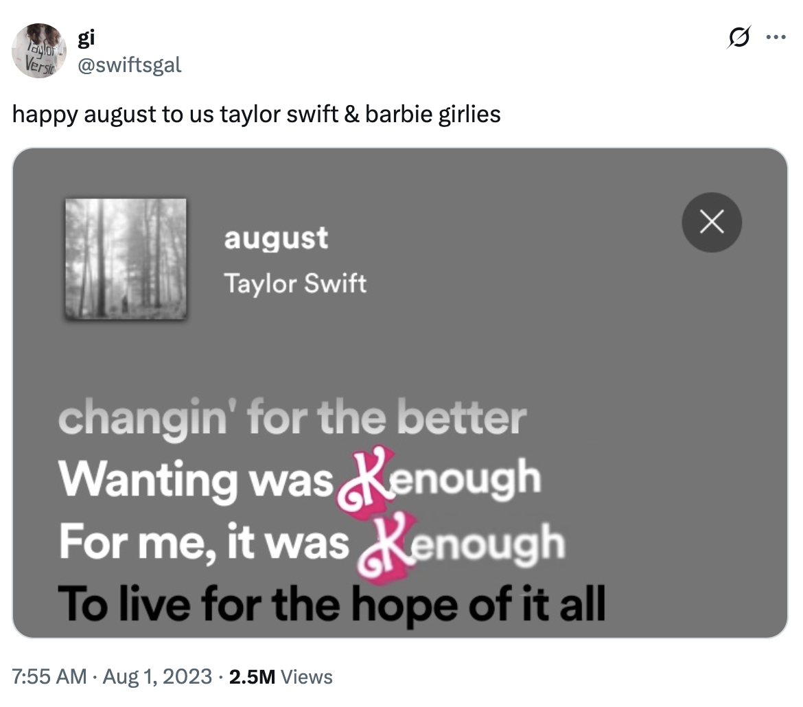 happy august to us taylor swift & barbie girlies | Taylor Swift's ...