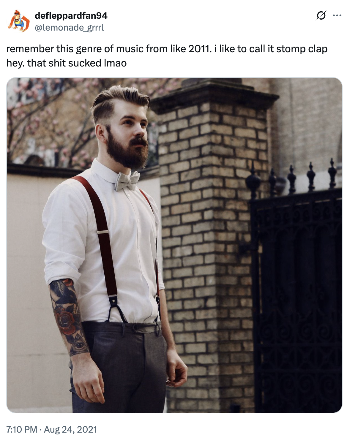 remember this genre of music from like 2011. i like to call it stomp ...