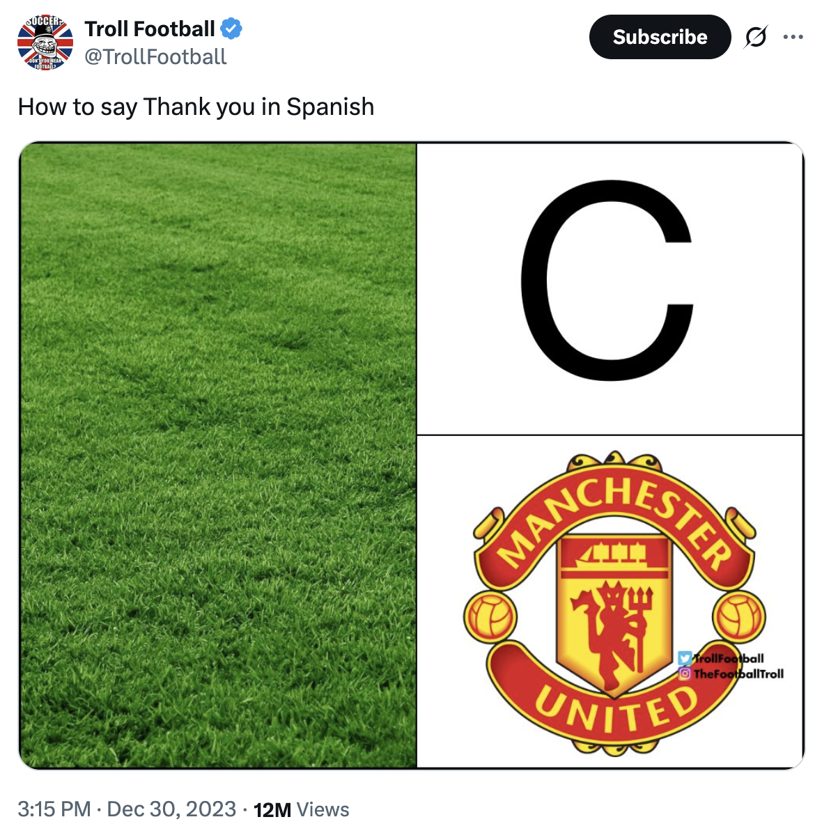 December 30th, 2023 tweet by @TrollFootball | How To Say 'Thank You' In ...
