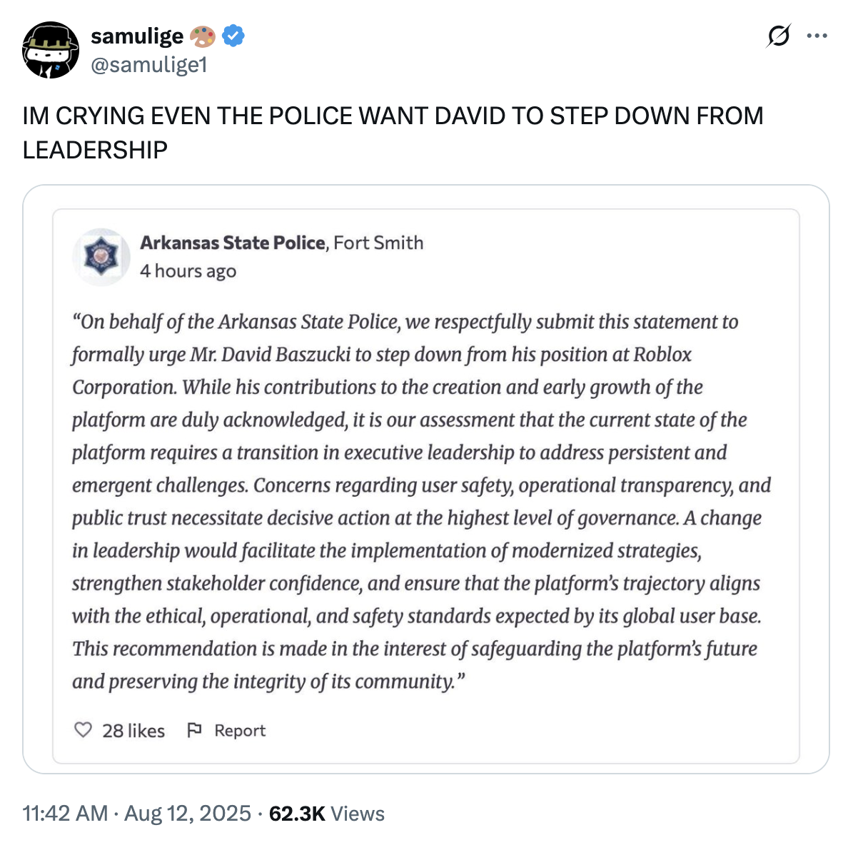 Alleged Arkansas State Police Comment | Petition to Remove David ...