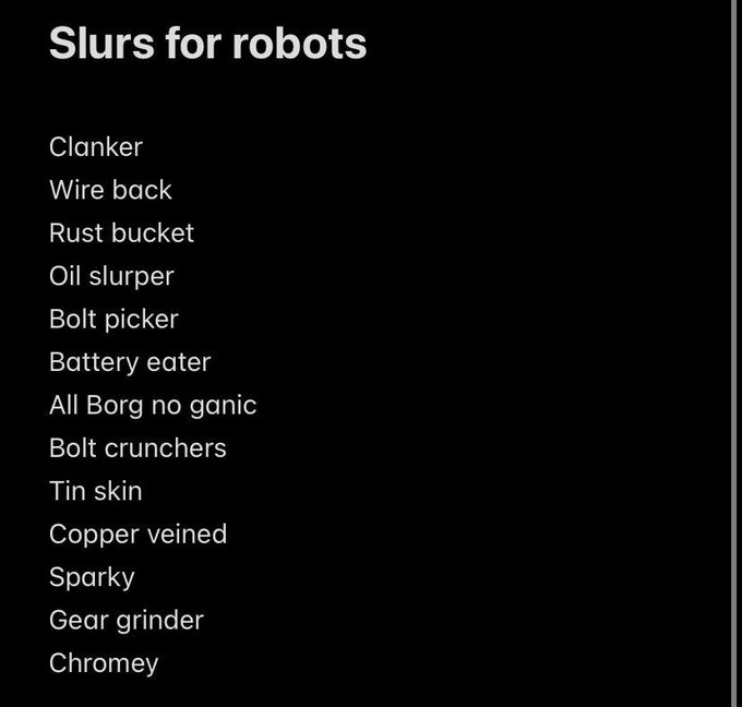 Slurs for Robots List | Clanker | Know Your Meme