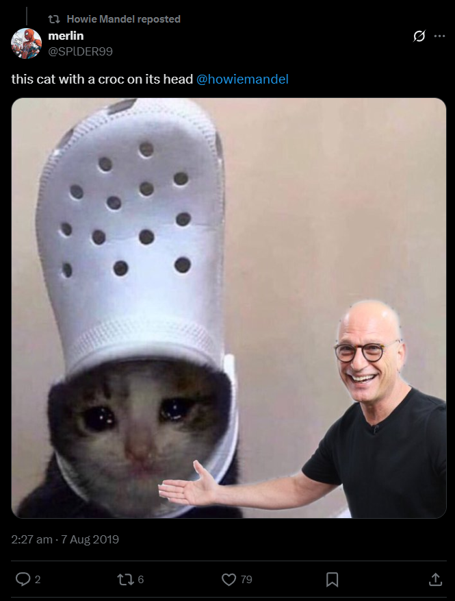 Comedian Howie Mandel retweets an edit by @SPIDER99 featuring himself ...