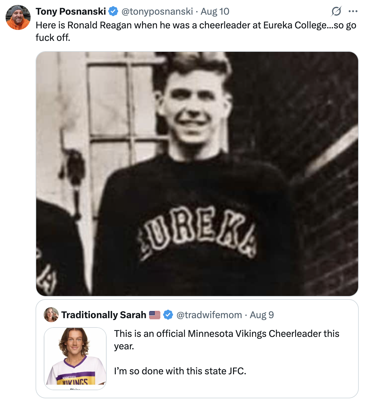 Here is Ronald Reagan when he was a cheerleader at Eureka College...so ...