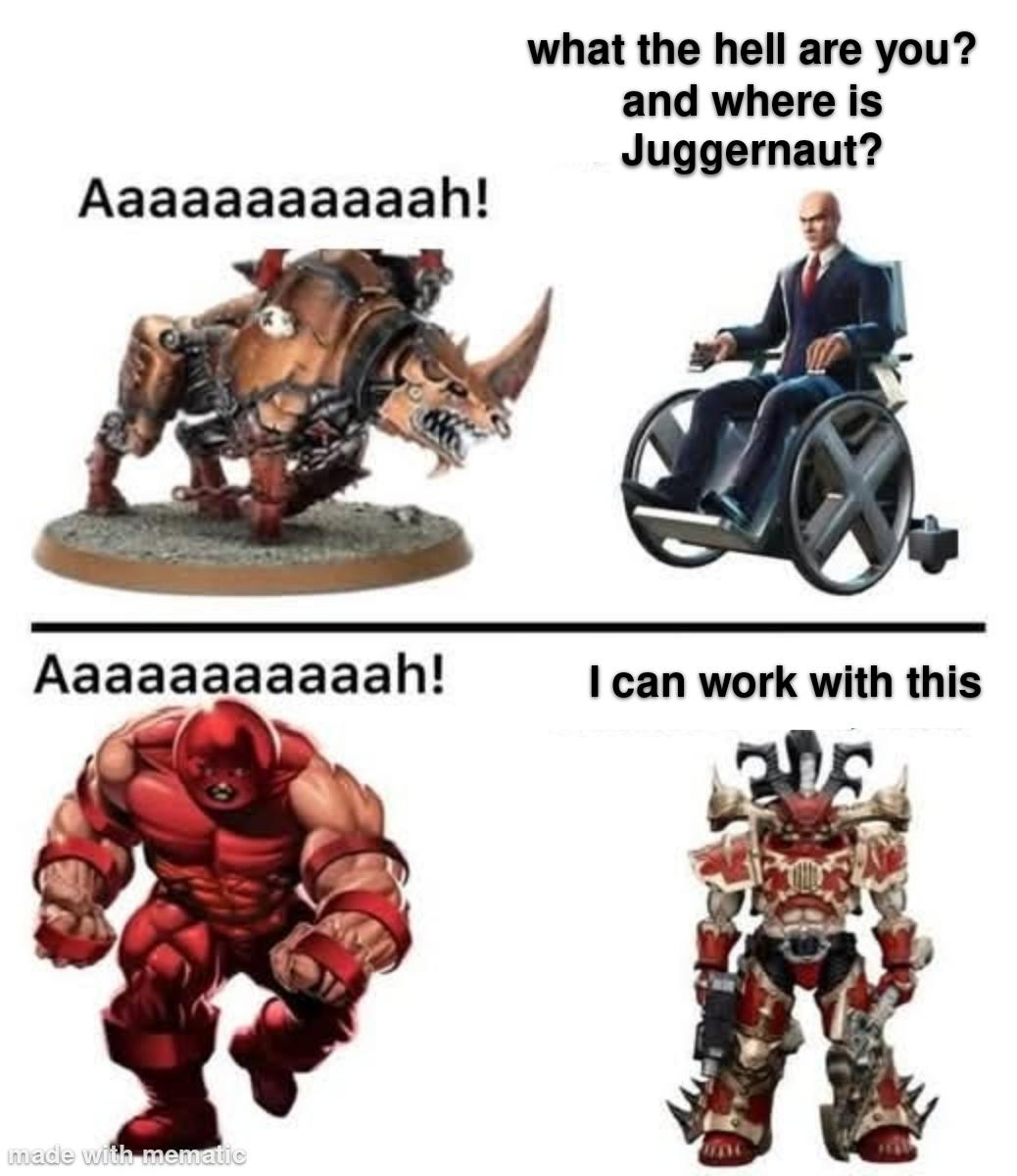 Imagine a Khorn fuelled Juggernaut | /r/grimdank | Know Your Meme