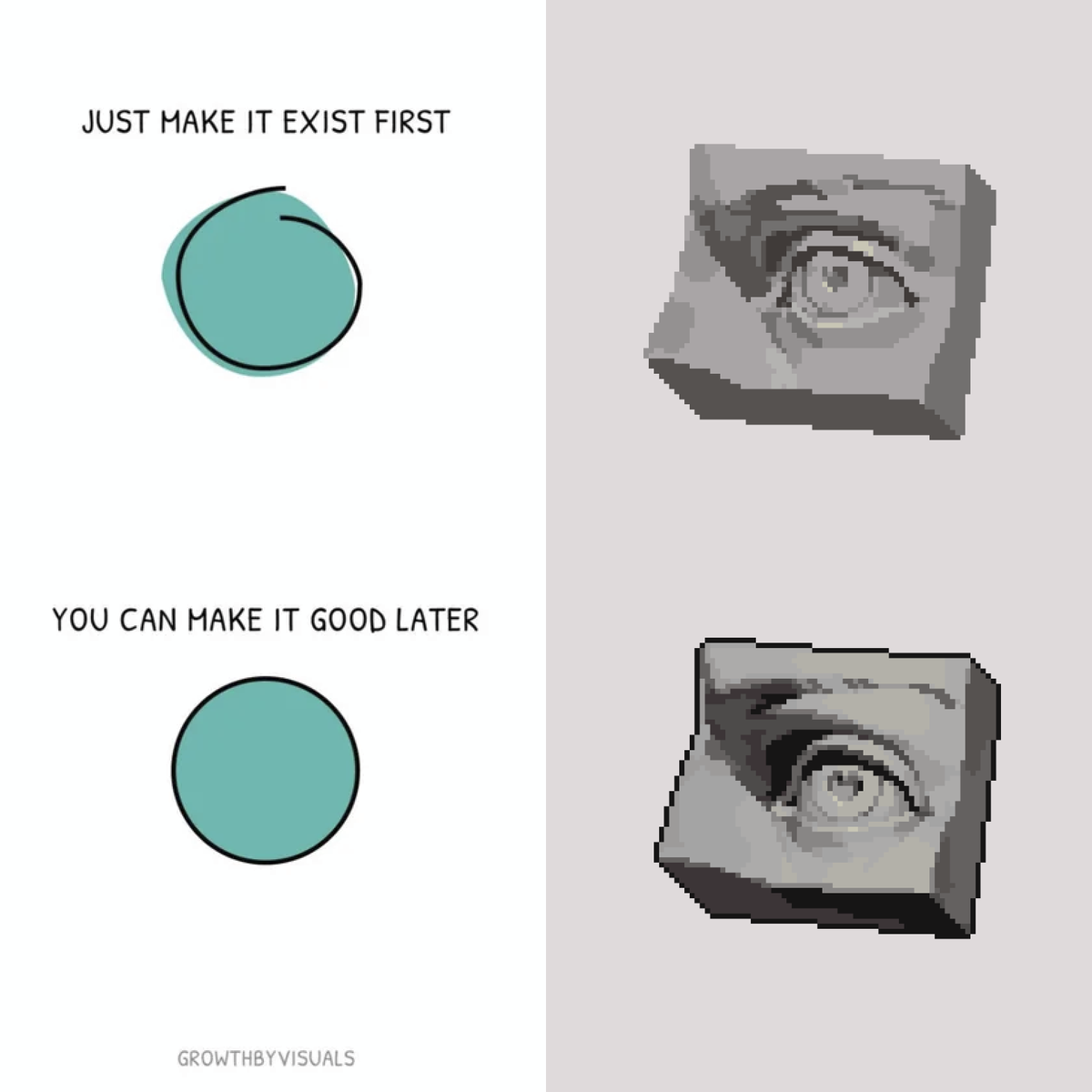 August 11th, 2025 tweet by @eCherryArt | Just Make It Exist First, You Can Make It Good Later ...