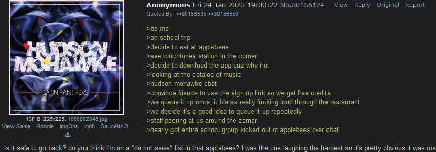 Cbat Applebee's story | Reddit Guy's Weird Sex Music / 'Cbat' by Hudson ...