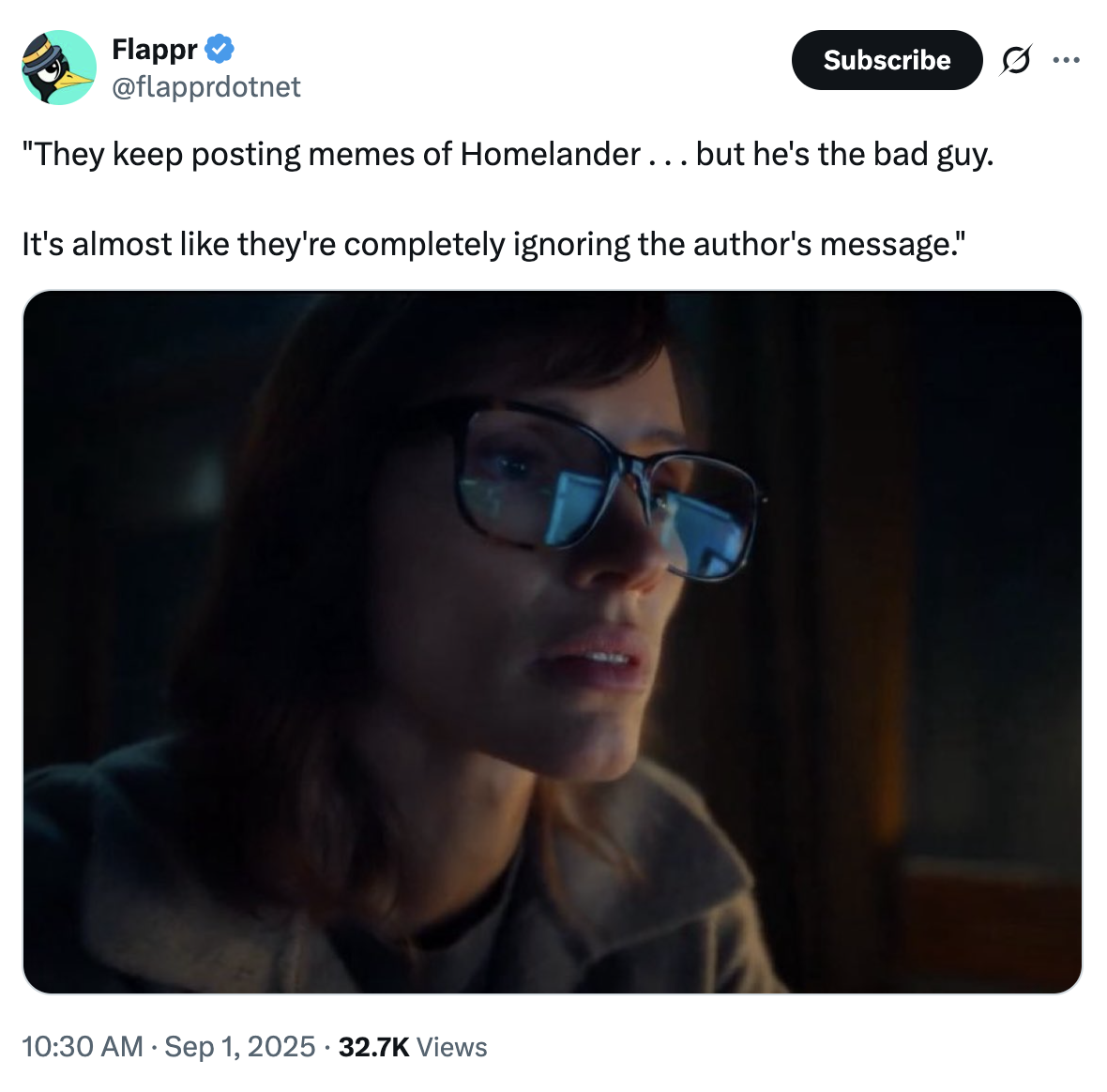 "They keep posting memes of Homelander . . . but he's the bad guy. It's ...