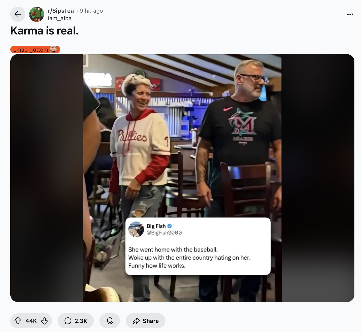 September 6th, 2025 post on /r/SipsTea | Phillies Karen | Know Your Meme