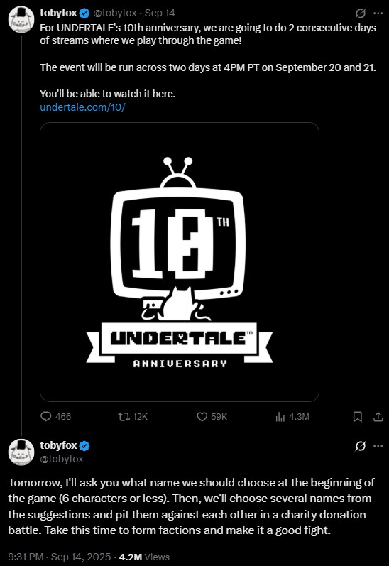 Undertale 10 Anniversary Stream Announcement | Toby Fox's Undertale 10th Anniversary Stream ...