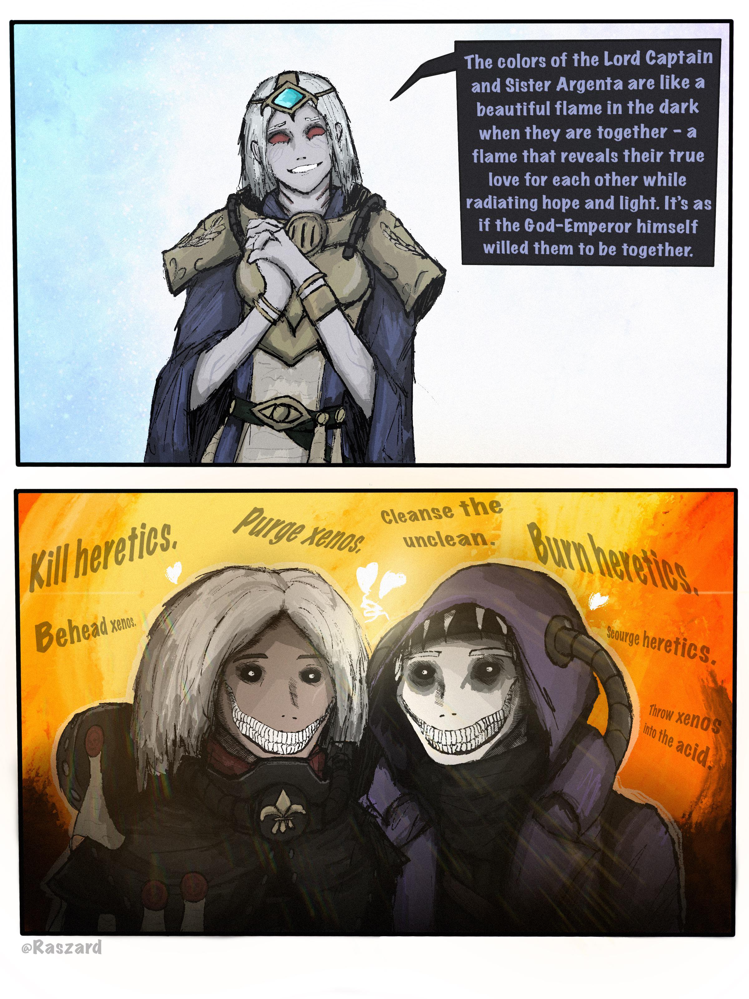 Rogue Trader and his Sororitas wife in the eyes of Lady Navigator | /r/grimdank | Know Your Meme