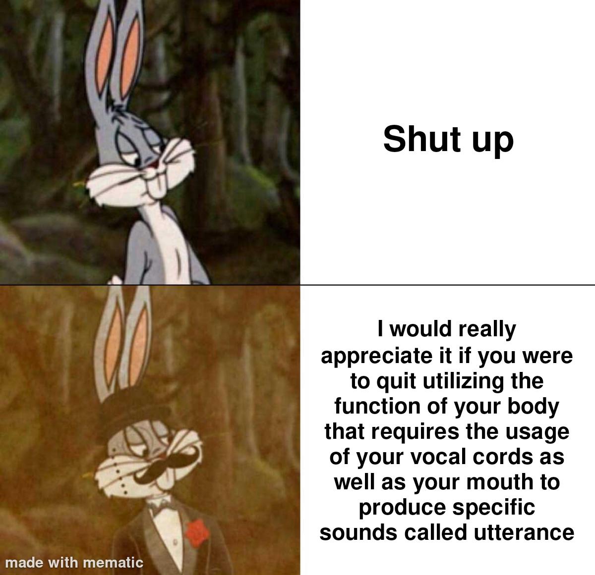 Just a very elaborated way to say shut up | /r/memes | Know Your Meme