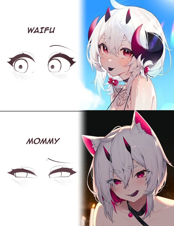 by nanoless | Waifu vs. Mommy Eyes | Know Your Meme