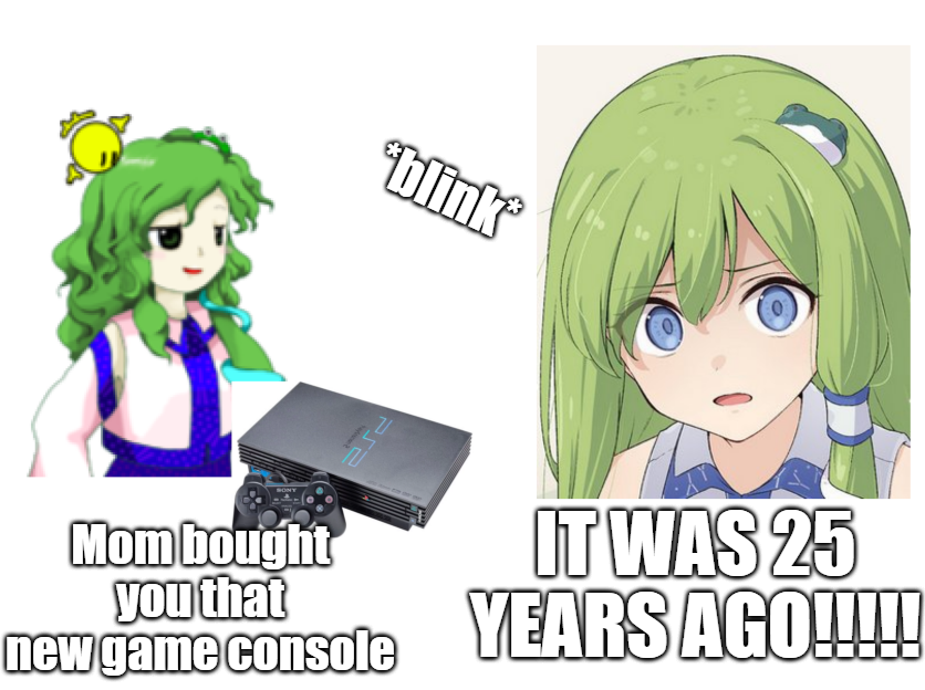 Sanae blinks once | Retro Games Sanae / Boomer Sanae | Know Your Meme