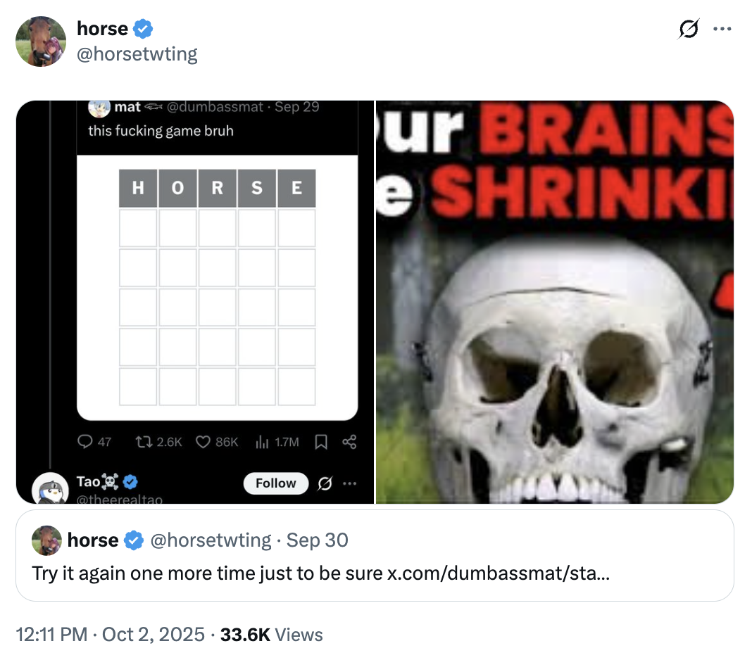 horsetwting | Our Brains Are Shrinking | Know Your Meme