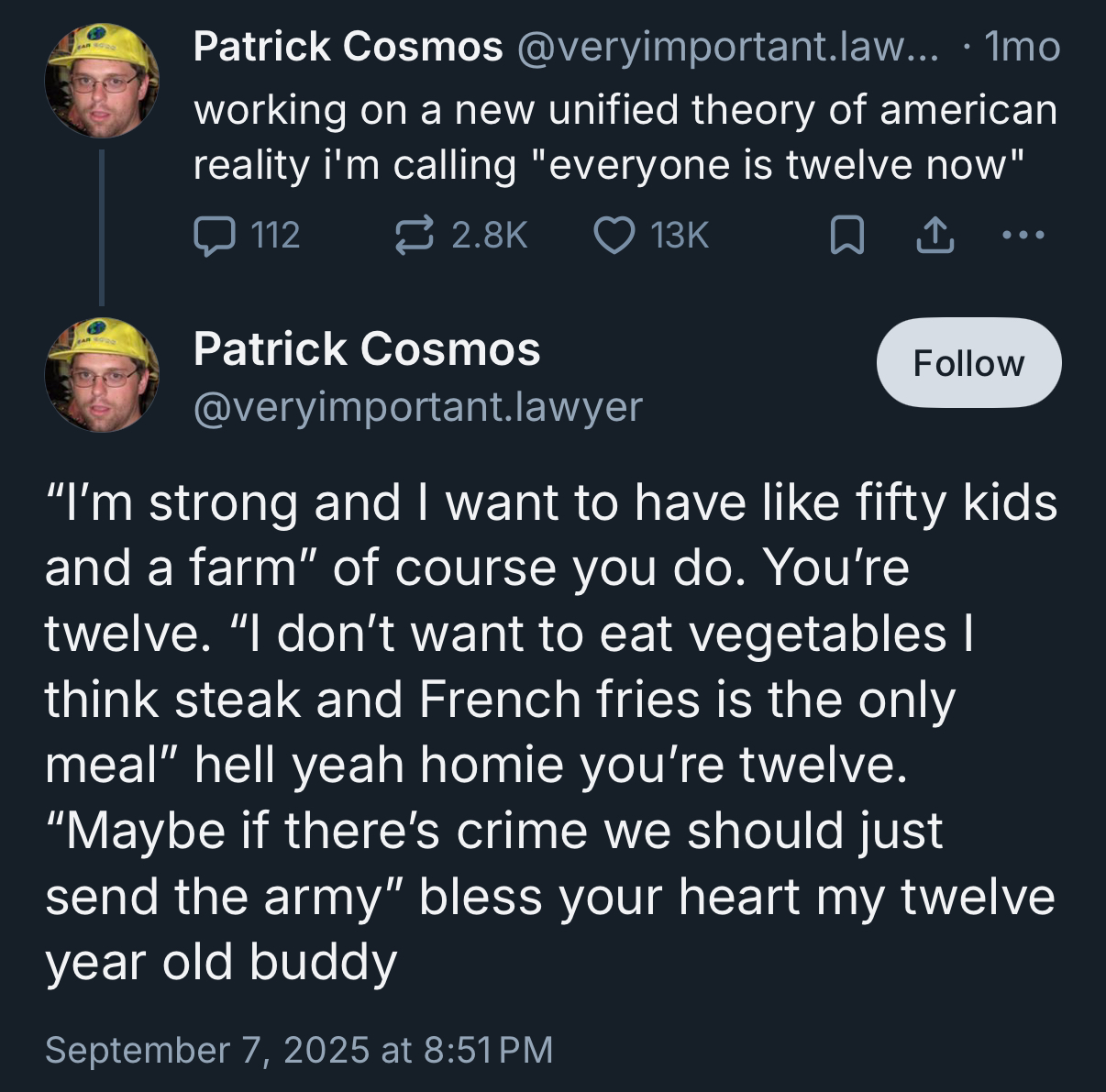 working on a new unified theory of american reality i'm calling ...