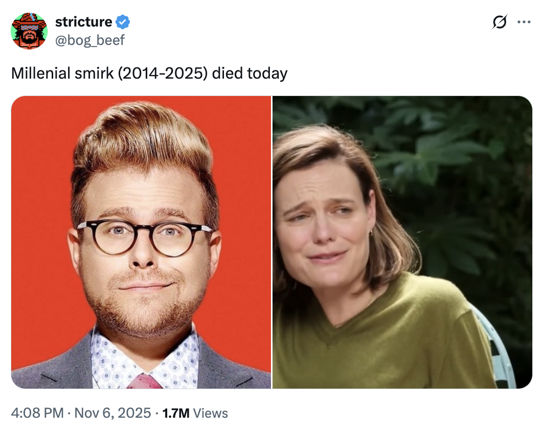 Millenial smirk (2014-2025) died today | Sydney Sweeney and Katherine ...