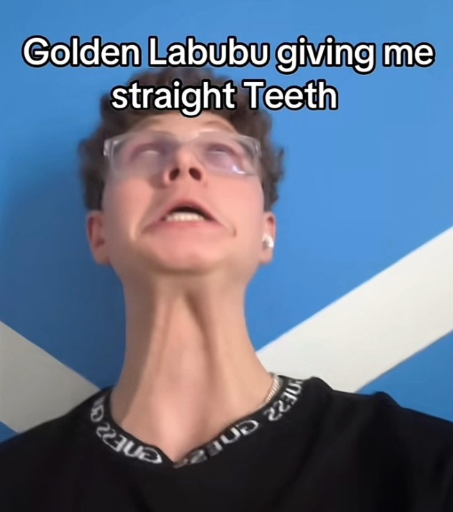Golden Labubu giving me straight teeth (original) | Golden Labubu ...
