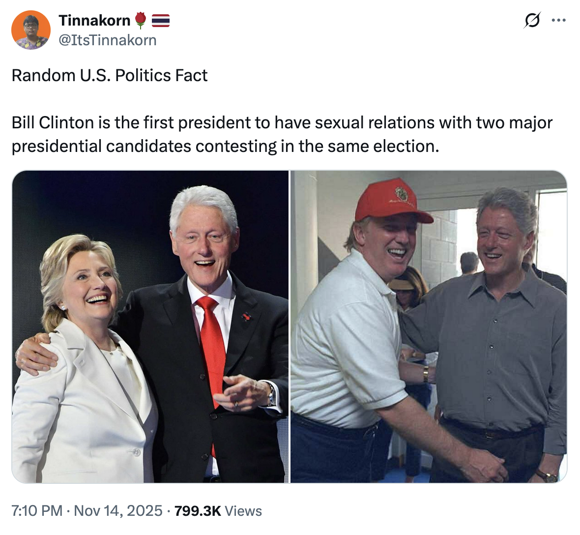 November 14th, 2025 tweet by @itstinnakorn | Donald Trump and Bill ...