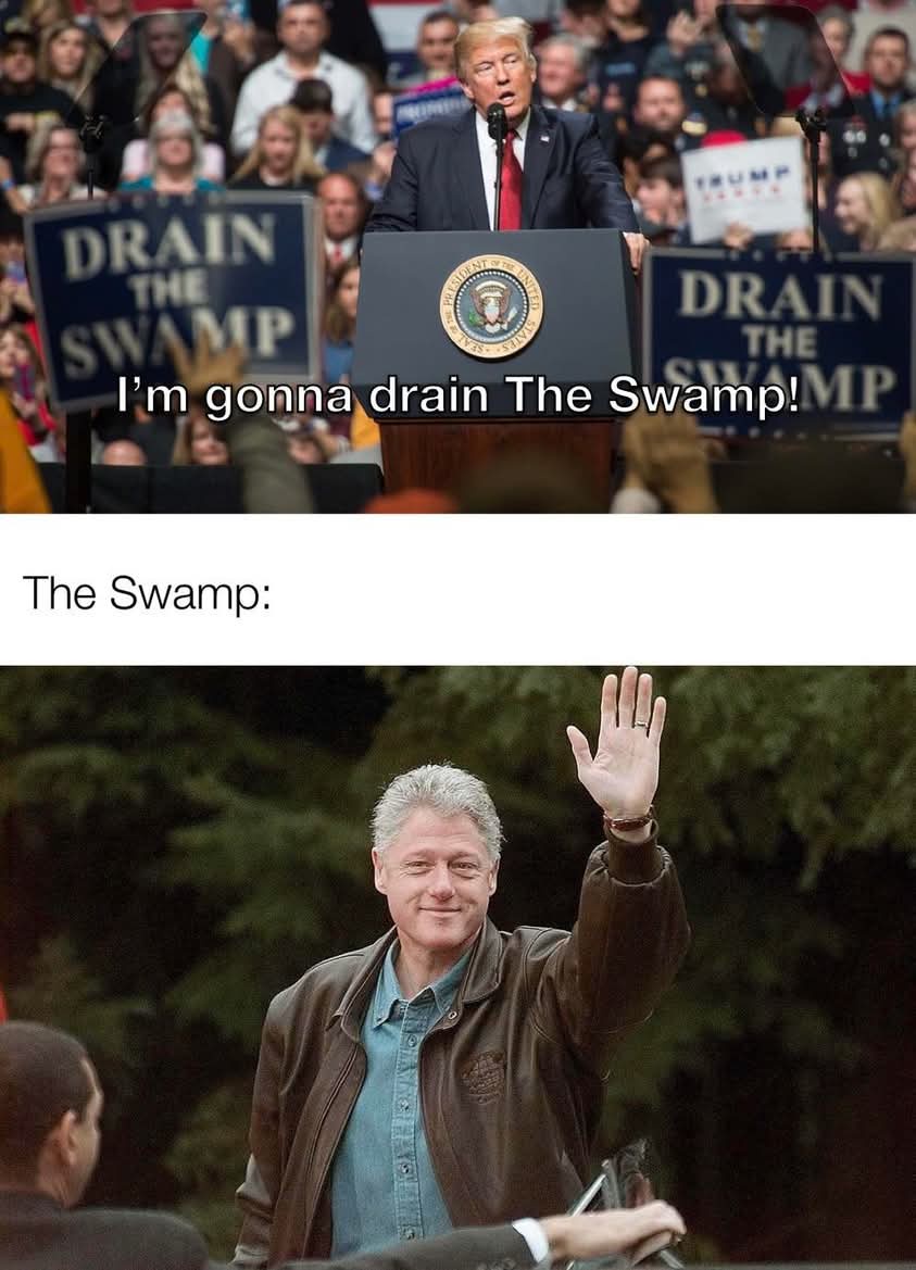 Trump: I'm going to drain the swamp / The Swamp: Bill Clinton | Donald ...