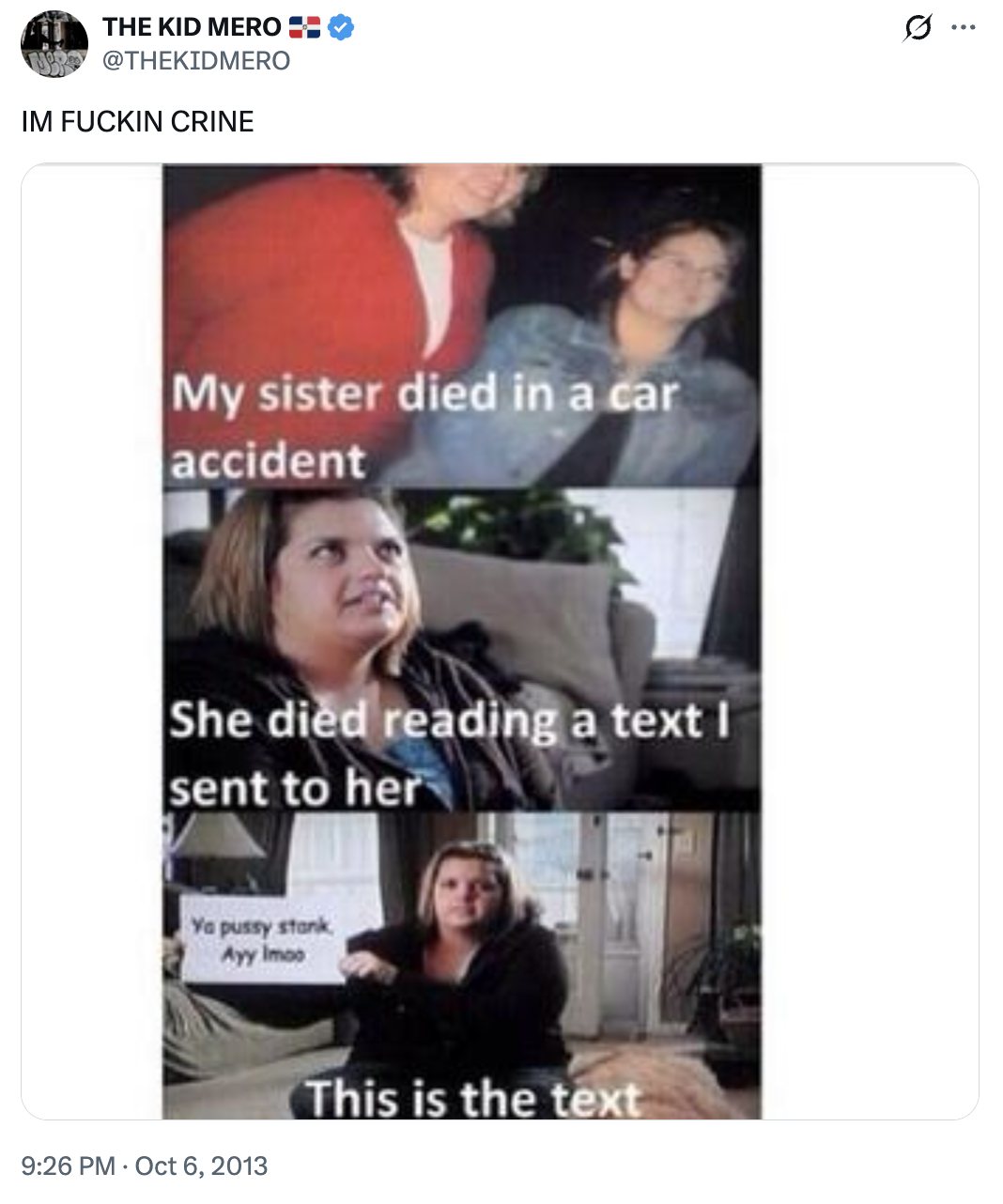 One of the earliest known uses of "I'm Crine" on Twitter | I'm Crine ...