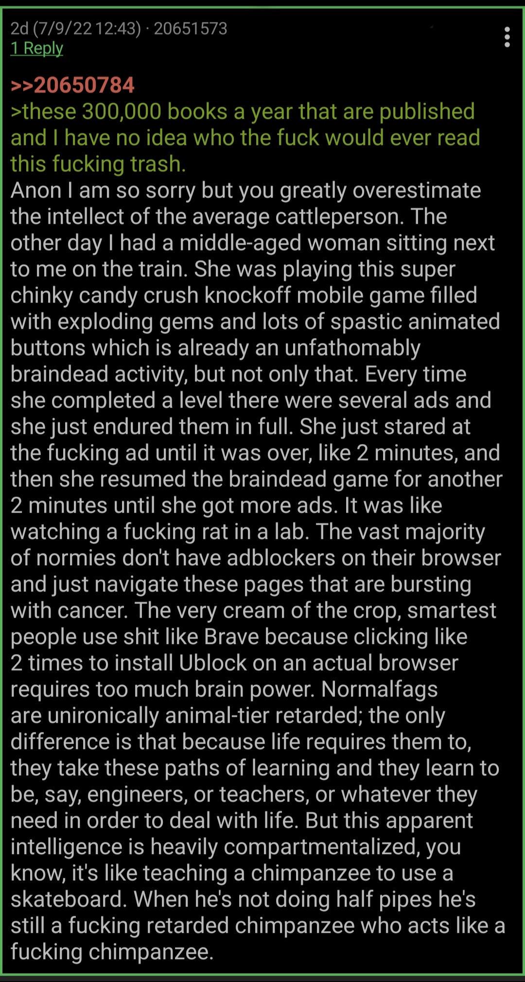 Anon on intelligence of the general population | /r/Greentext | Know ...