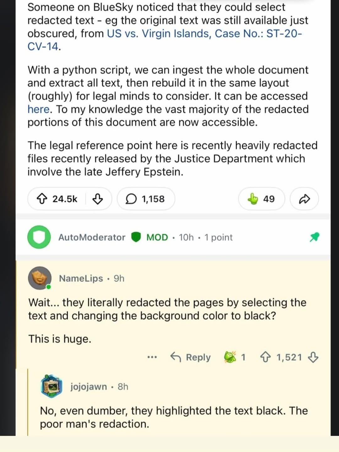Wait...they literally redacted the pages by selecting the text and ...